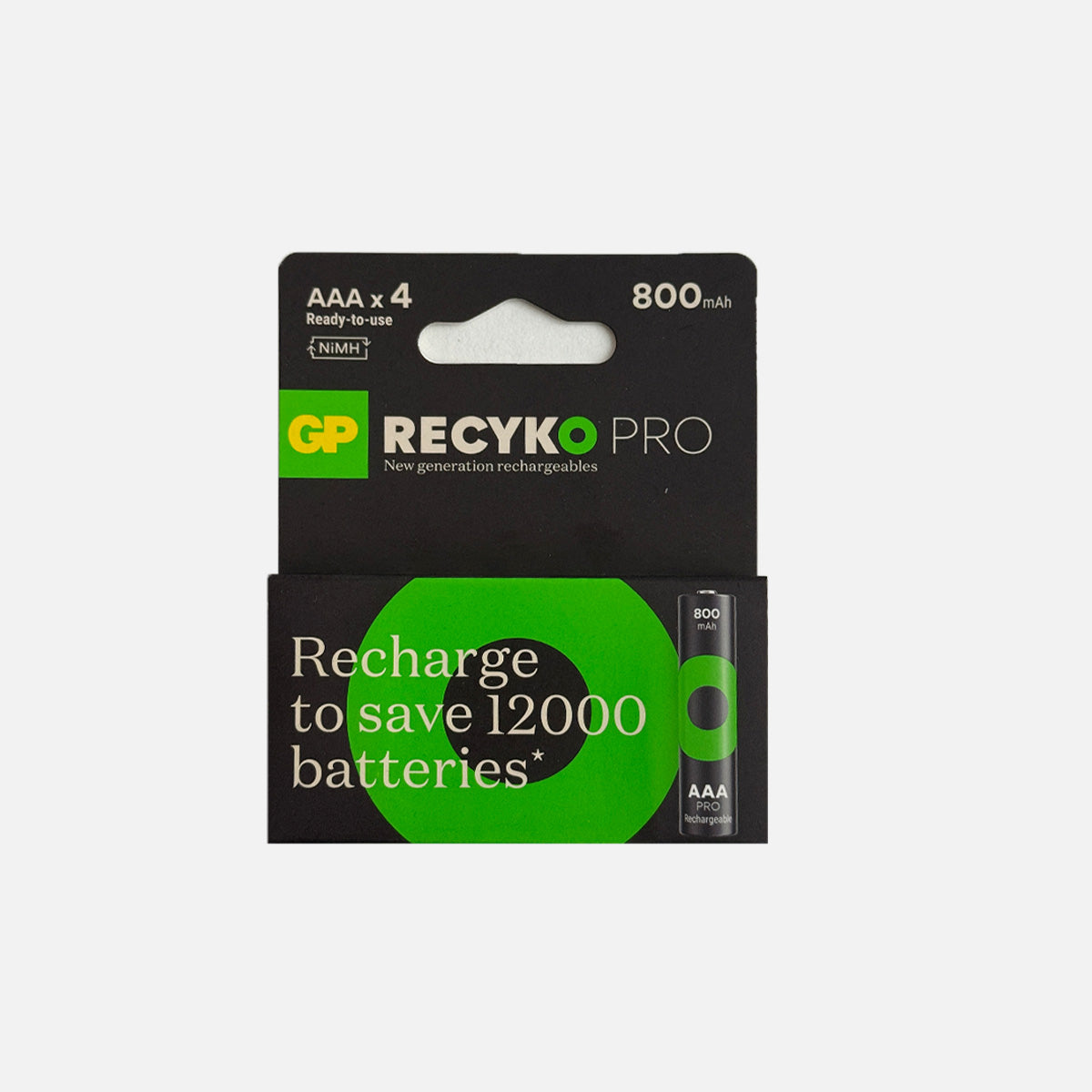 GP R03 AAA RECYKO PRO 800mAh įkraunamos baterijos 4 vnt. (nauja pakuot ...